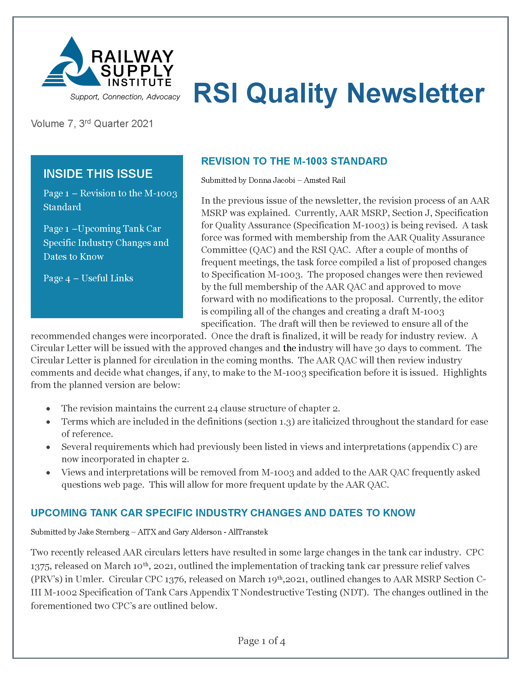 Quality Newsletter Volume VII - RSI
