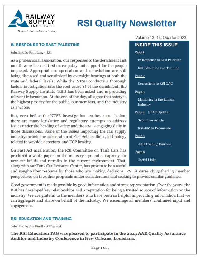 RSI Quality Newsletter - RSI